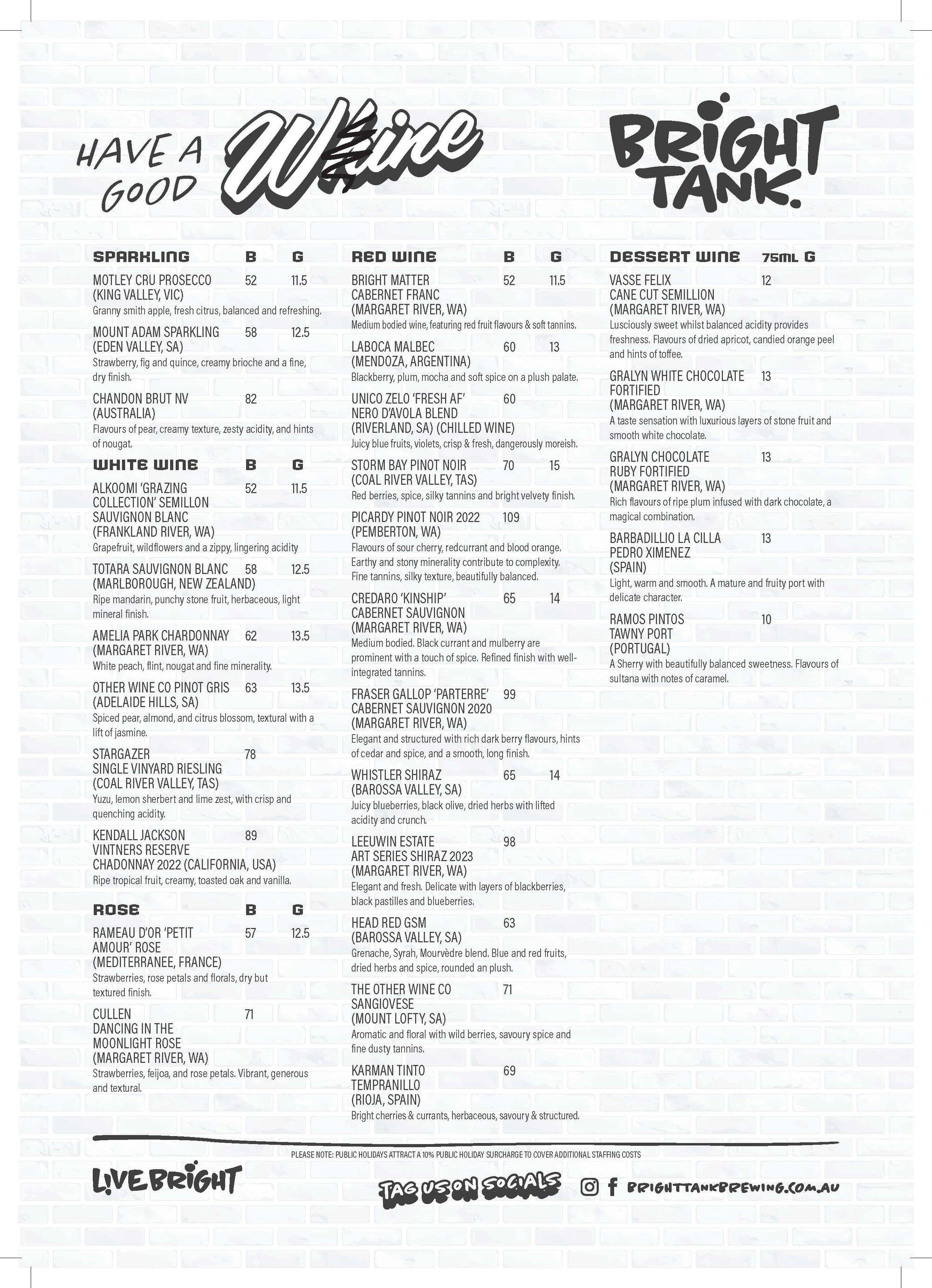 Menu – Bright Tank Brewing Co
